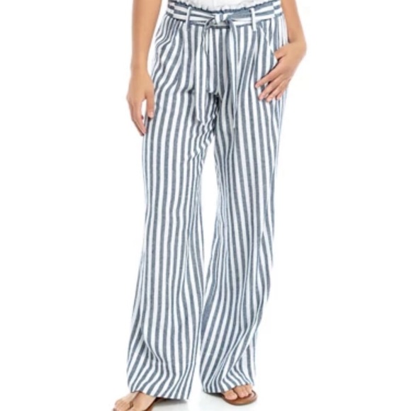 Jolt | Pants & Jumpsuits | Jolt Linen Blend Striped Tie Waist Paperbag ...